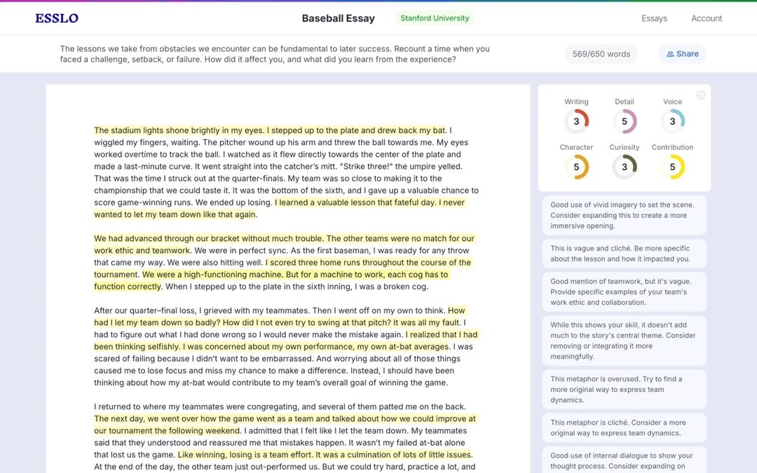 Esslo | College Application Essay Feedback